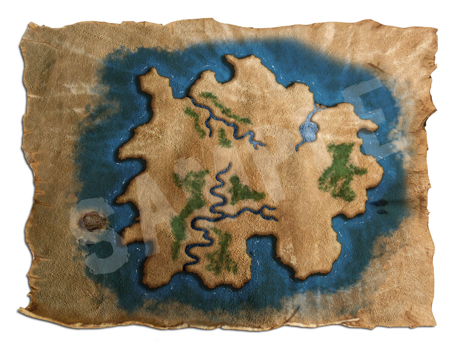 Custom Island/Landmass Map Background Digital Asset - Cave Geek Art