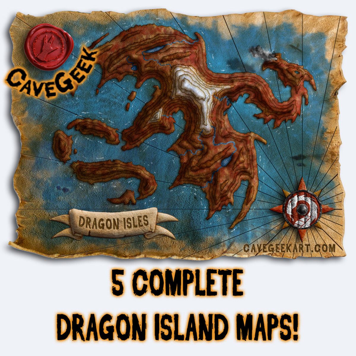 Dragon Isles Map Digital Asset Pack - Cave Geek Art