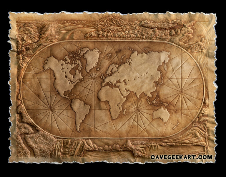 Earth's Natural Wonders World Map Reproduction - Cave Geek Art