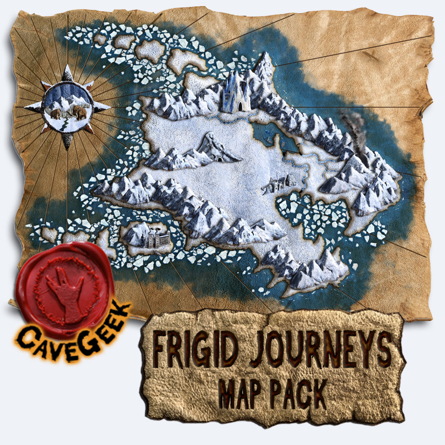 Frigid Journeys Map Digital Asset Pack - Cave Geek Art