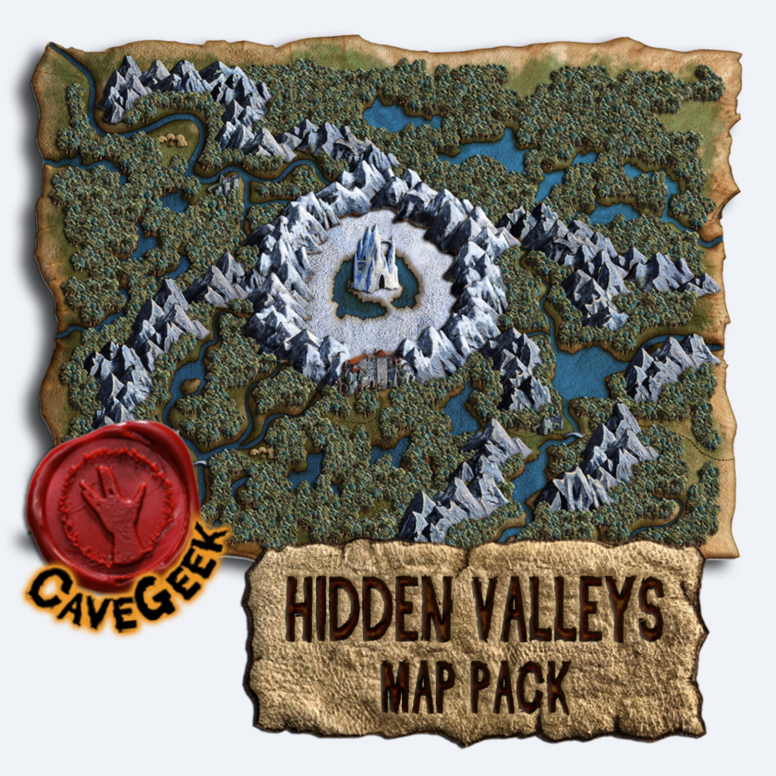 Hidden Valleys Map Digital Asset Pack - Cave Geek Art