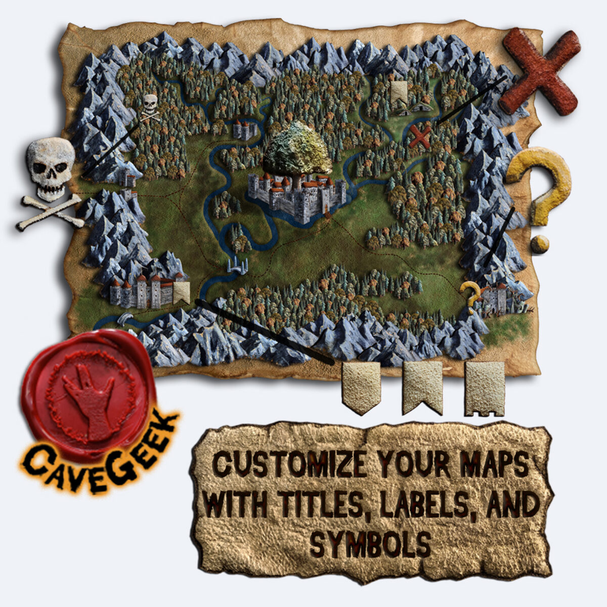 Hidden Valleys Map Digital Asset Pack - Cave Geek Art