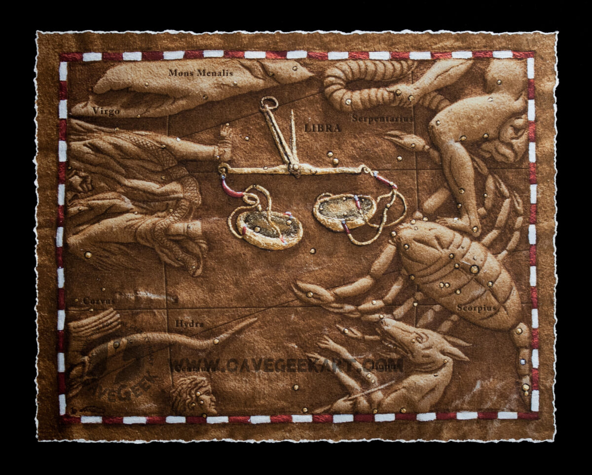 Libra Constellation Map Reproduction - Cave Geek Art