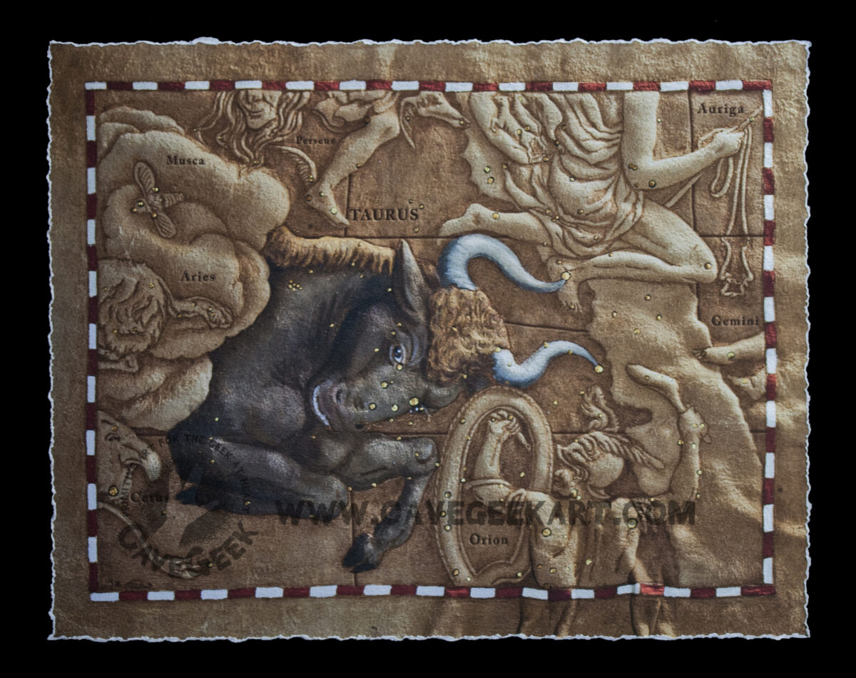 Taurus Constellation Map Reproduction - Cave Geek Art